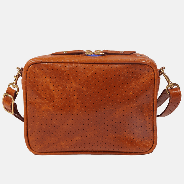 BER Bag Perforated Chestnut (Bright Blue Zipper) | Blair Ritchey